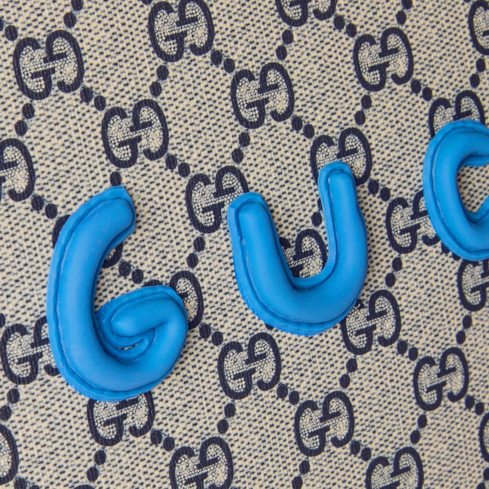 Children's GG tote bag with print in beige and blue GG Supreme | GUCCI® NZ