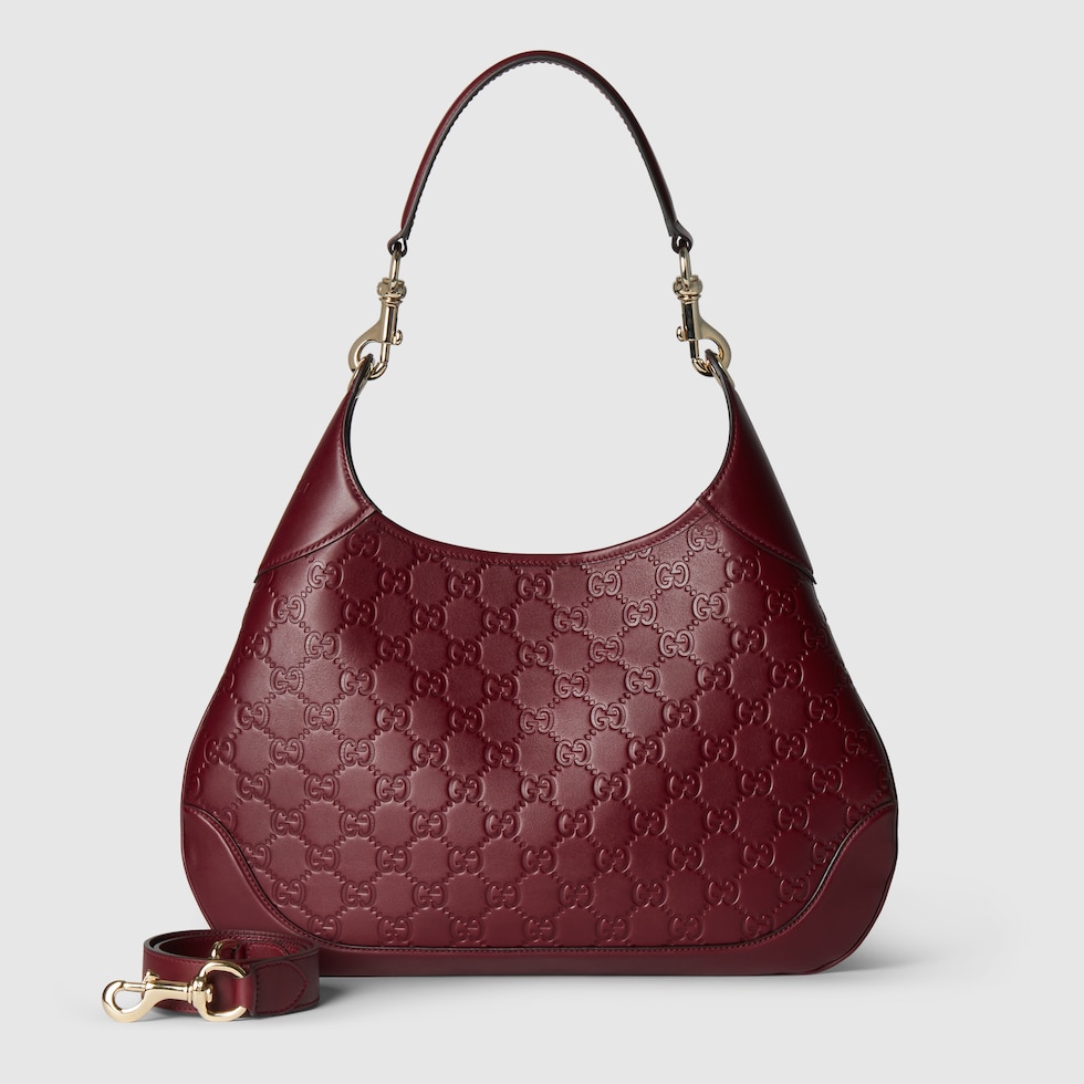 Gucci B large shoulder bag in Rosso Ancora red leather | GUCCI® UK
