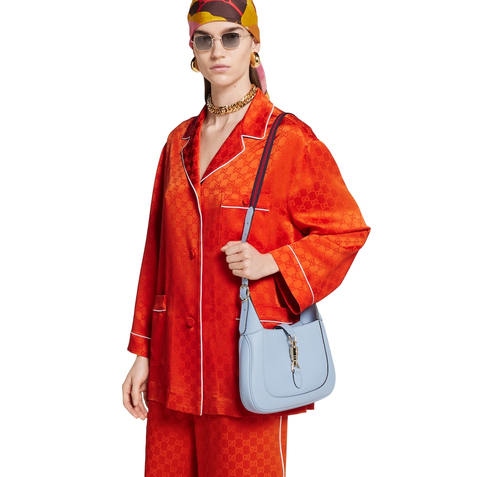 Gucci Jackie 1961 medium bag in light blue leather | GUCCI® IT