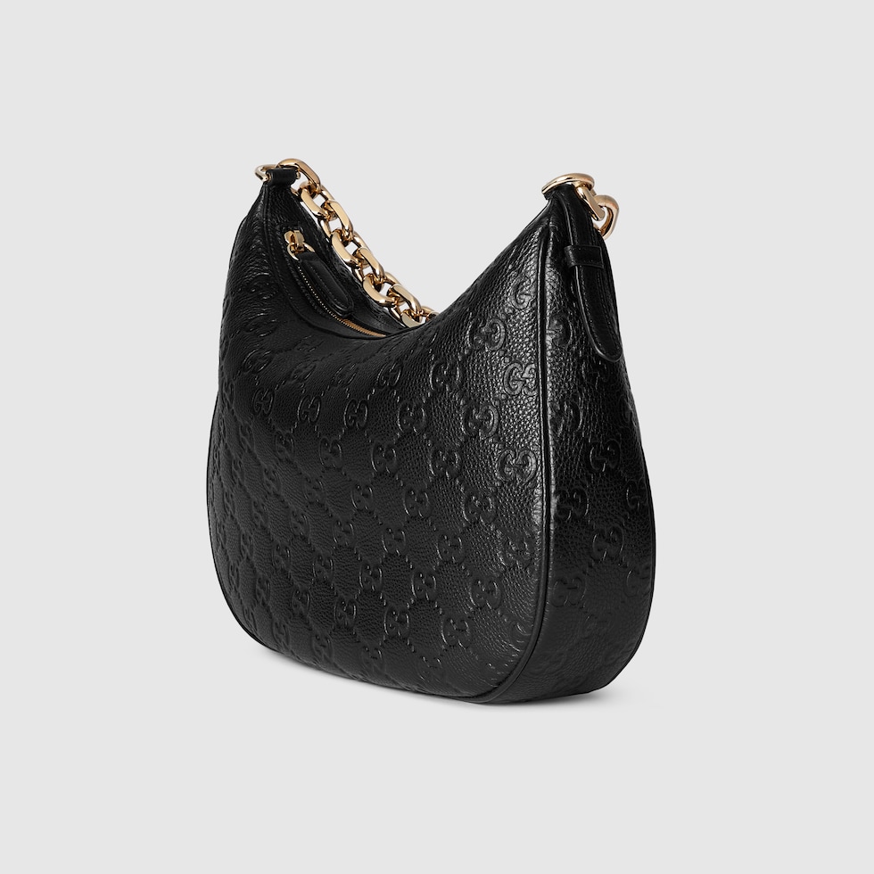 GG Emblem large shoulder bag in black GG leather | GUCCI® Australia