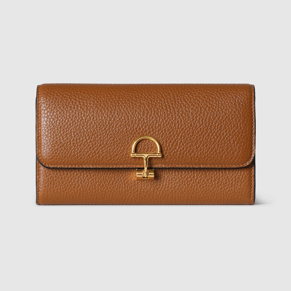 Gucci Softbit continental wallet in brown leather | GUCCI® FI