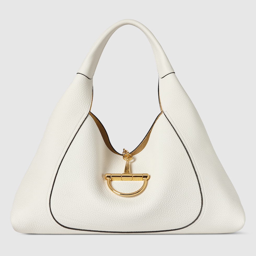 Gucci Softbit maxi shoulder bag in white leather | GUCCI® INT