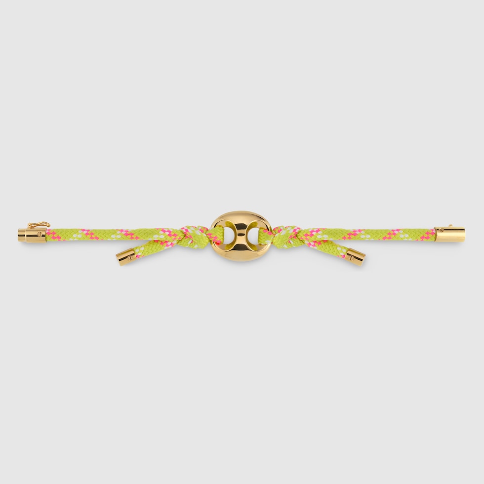 Gucci Marina Chain fabric bracelet in yellow and multicolor polyester ...
