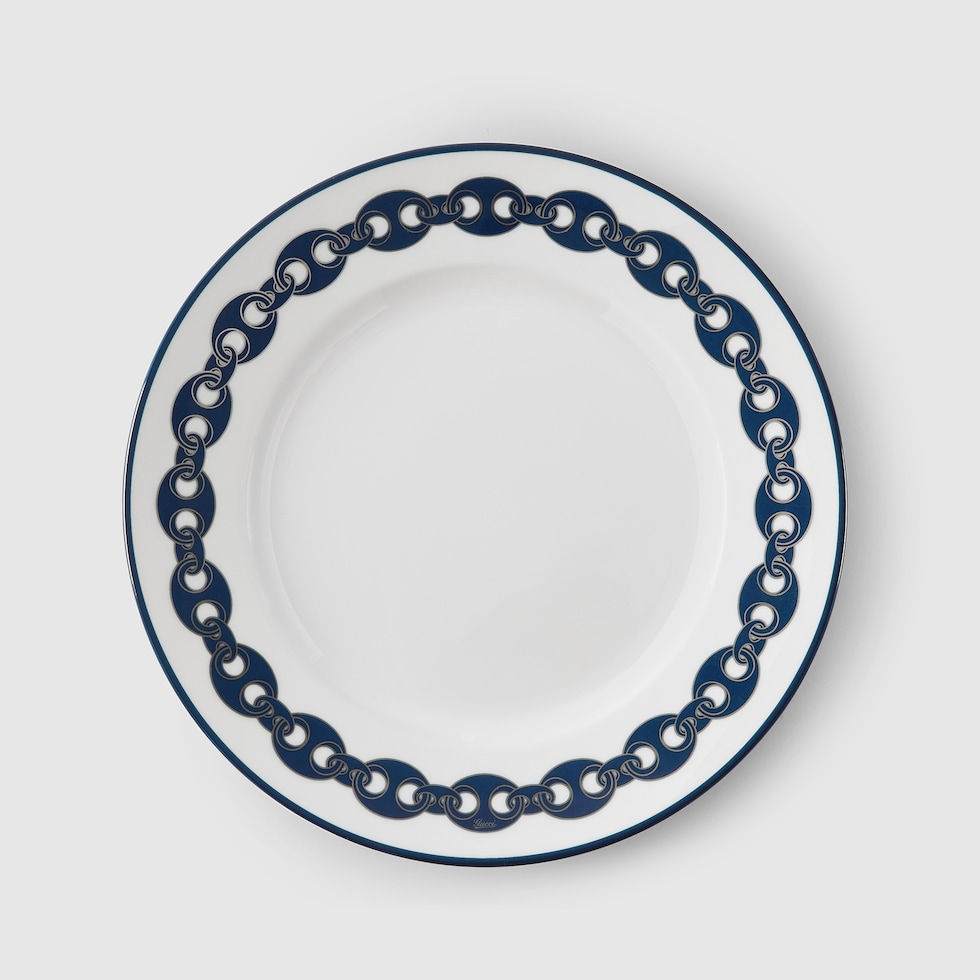 Gucci Marina dessert plate, set of two in off white and navy | GUCCI® TH