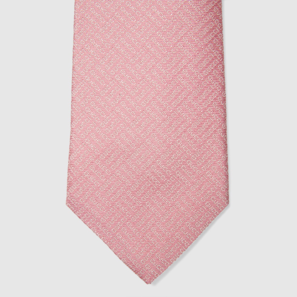 Gucci silk jacquard tie in light pink | GUCCI® US
