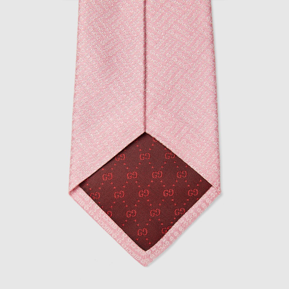 Gucci silk jacquard tie in light pink | GUCCI® US