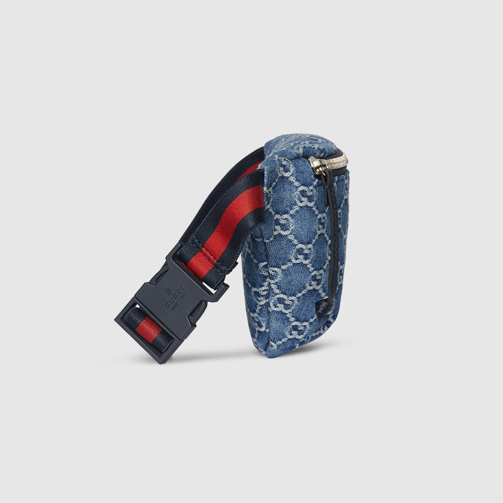 Marsupio bambino con motivo GG in denim GG blu e avorio | GUCCI® IT