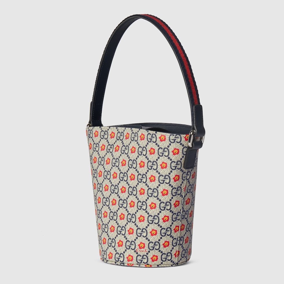 Children's printed GG bucket bag in beige and blue GG Supreme | GUCCI® US