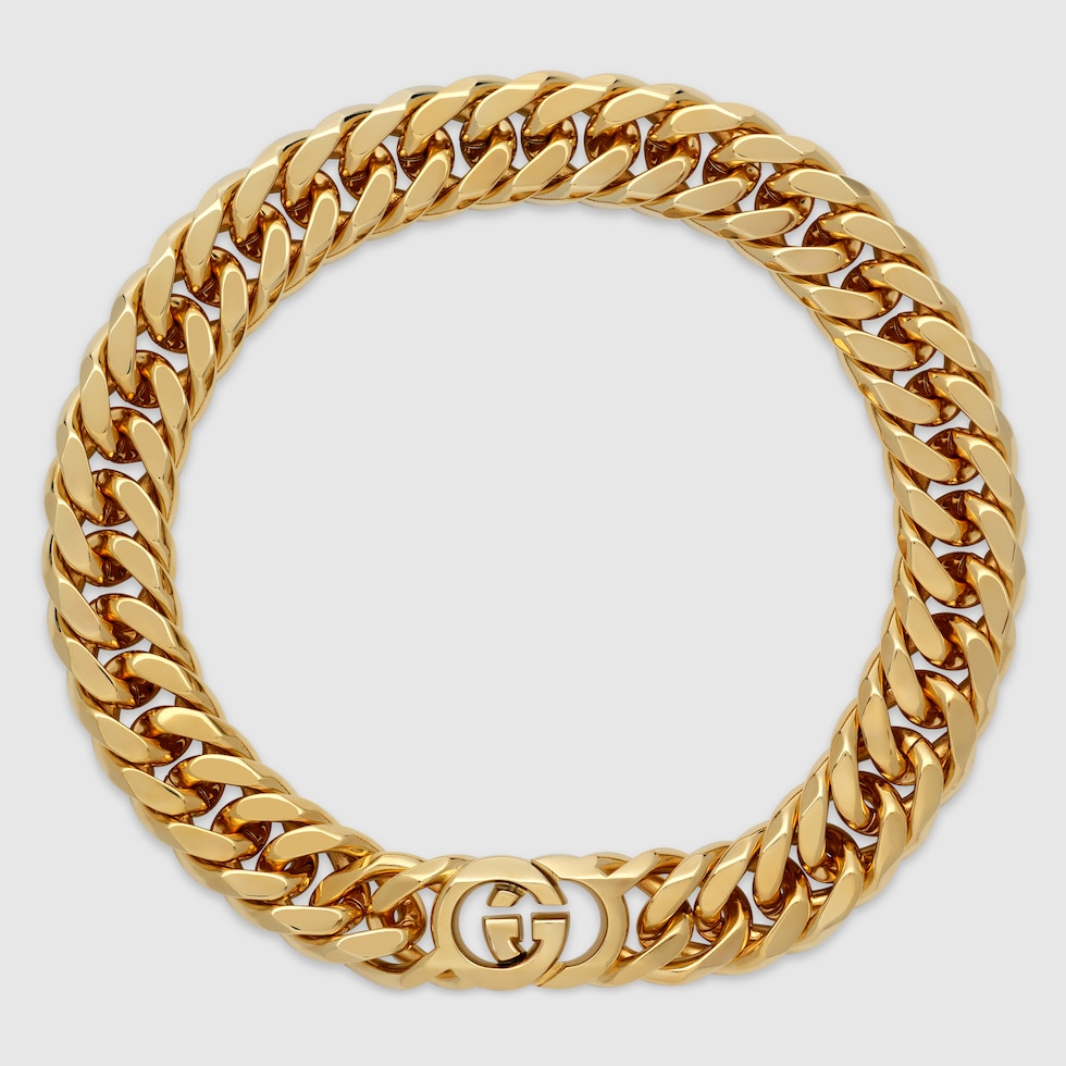 Gucci Interlocking chain necklace in yellow gold-toned brass | GUCCI® US
