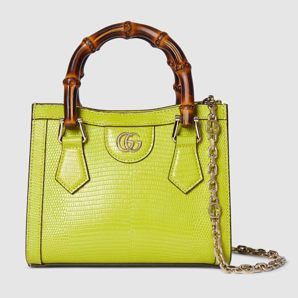 SA ®غوتشي |‎Gucci Diana lizard small tote bag in bright green