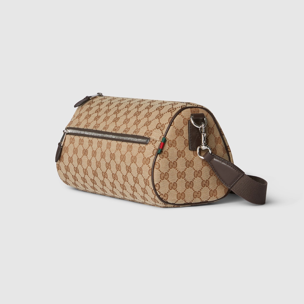 GG canvas small duffle bag in beige and brown GG canvas | GUCCI® Canada