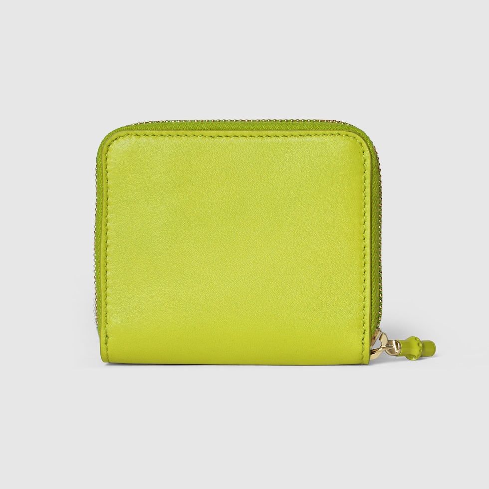 Small wallet with bamboo in bright green leather | GUCCI® CA