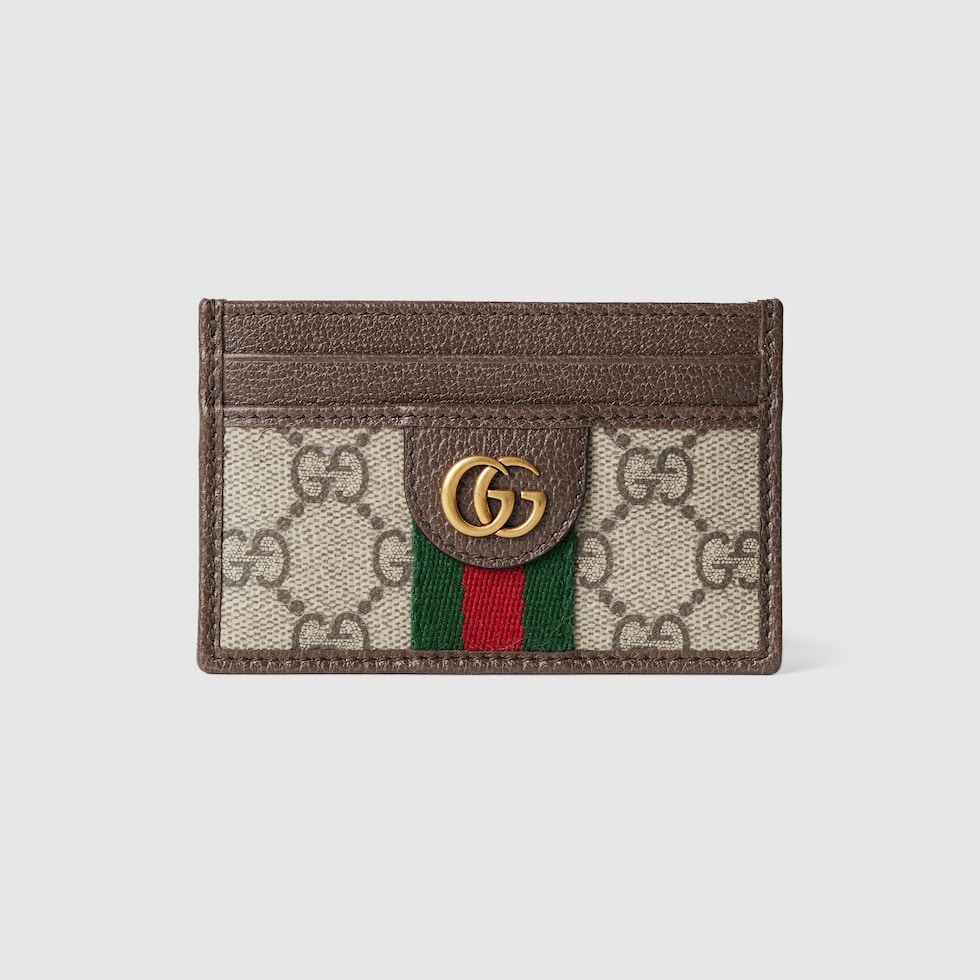Tarjetero Ophidia en tejido beige y marrón oscuro | GUCCI® ES