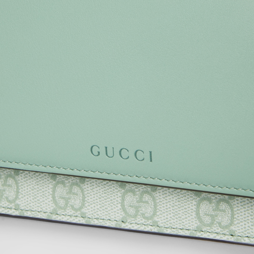 GG Emblem chain wallet in sage green | GUCCI® NO