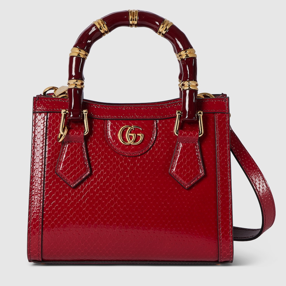 Gucci Diana python small tote bag in Rosso Ancora red | GUCCI® IE
