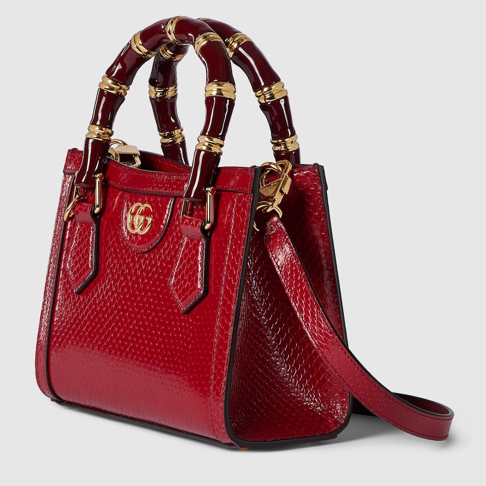 Gucci Diana python small tote bag in Rosso Ancora red | GUCCI® CZ
