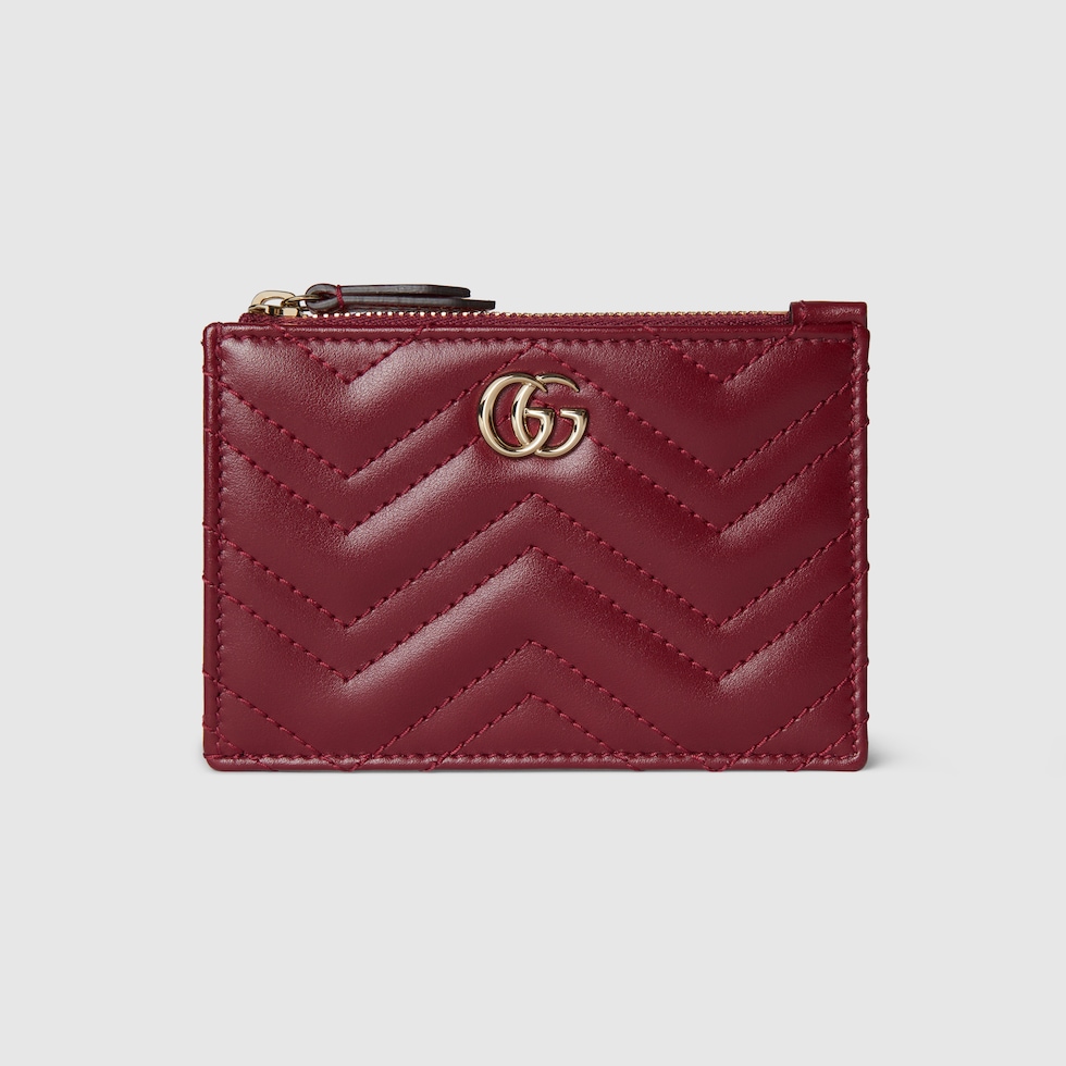 GG Marmont zip key pouch in Rosso Ancora red leather | GUCCI® UK
