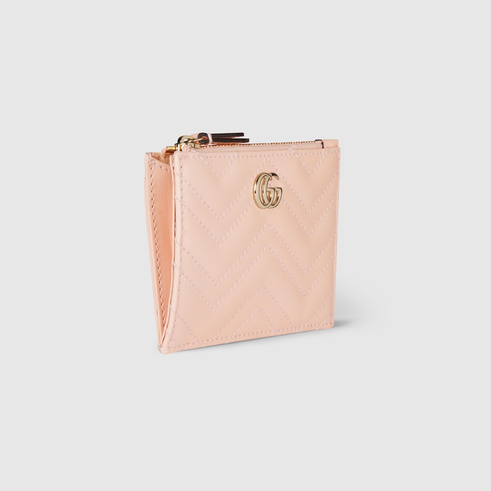 GG Marmont zip key pouch in pale pink leather | GUCCI® US