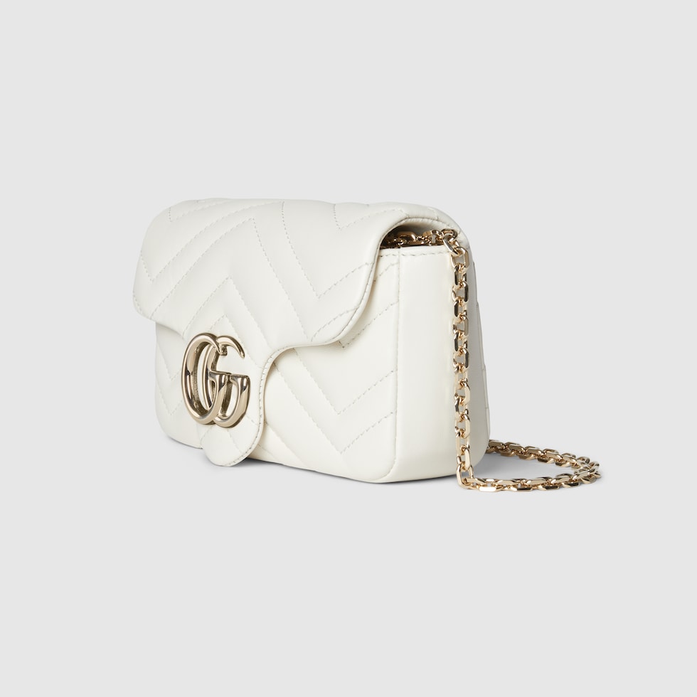 Mini sac à épaule GG Marmont en cuir blanc | GUCCI® LU