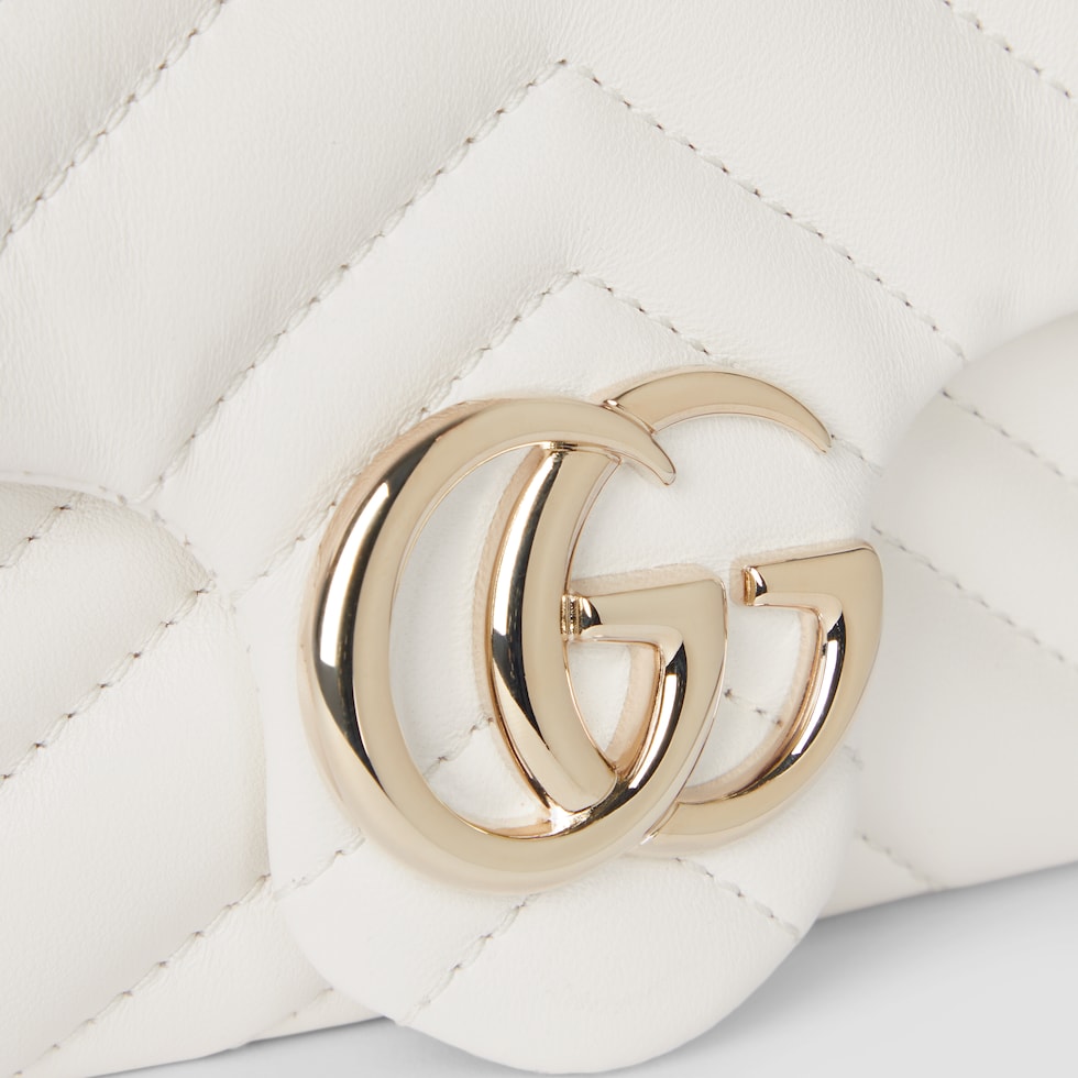 Mini sac à épaule GG Marmont en cuir blanc | GUCCI® FR