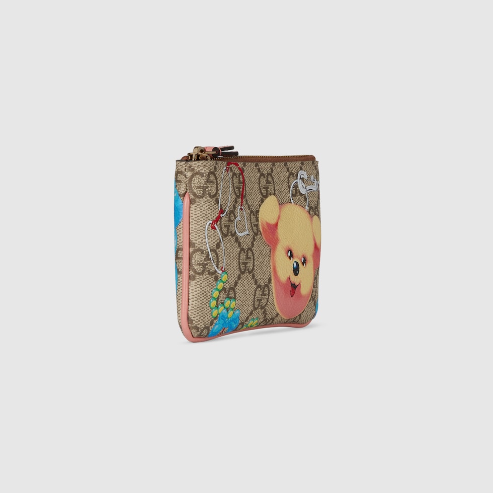 Heart-shaped keychain in beige and brown fabric | GUCCI® SG