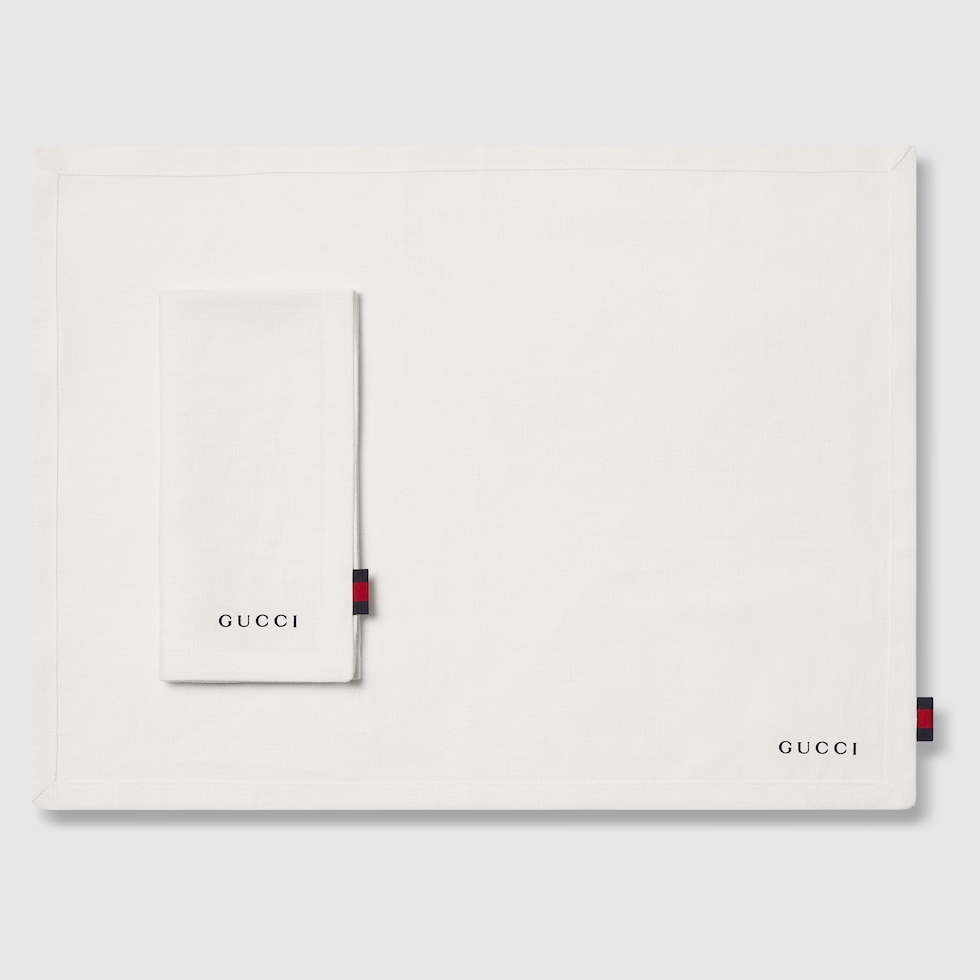 Linen placemat and napkin in white | GUCCI® SG