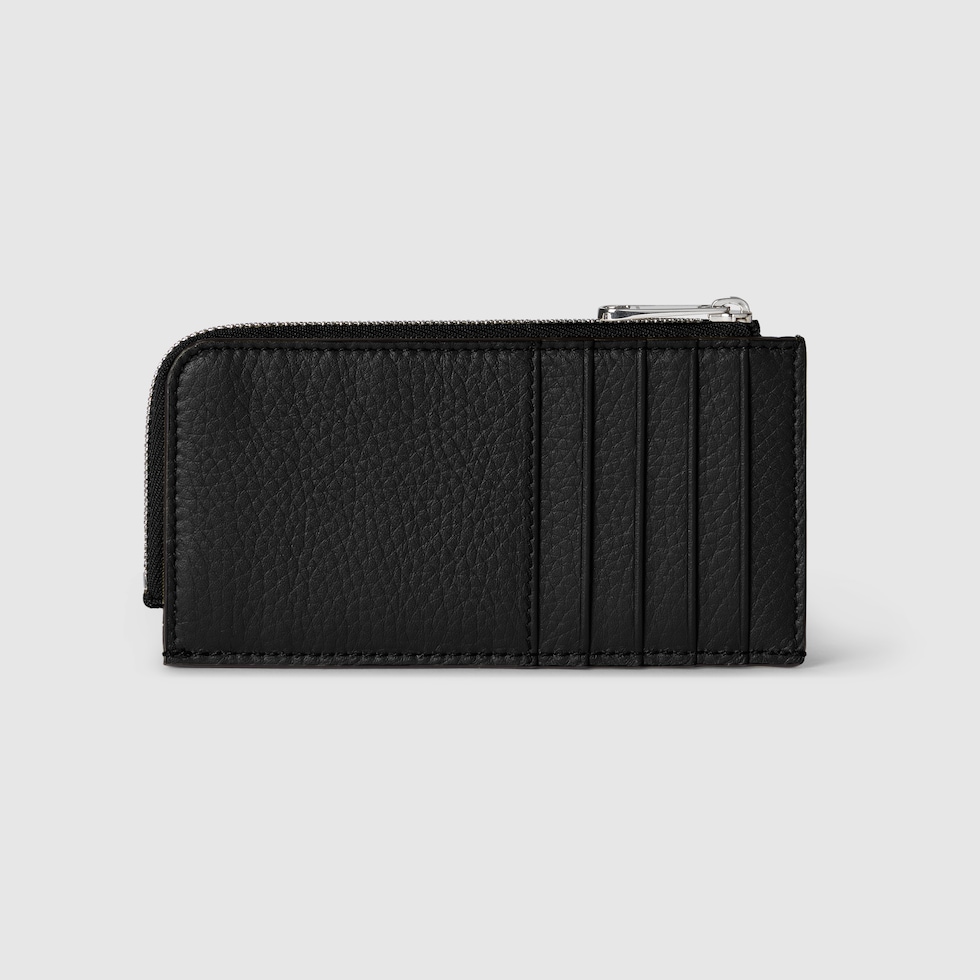 Zip card case with logo in black leather | GUCCI® CA