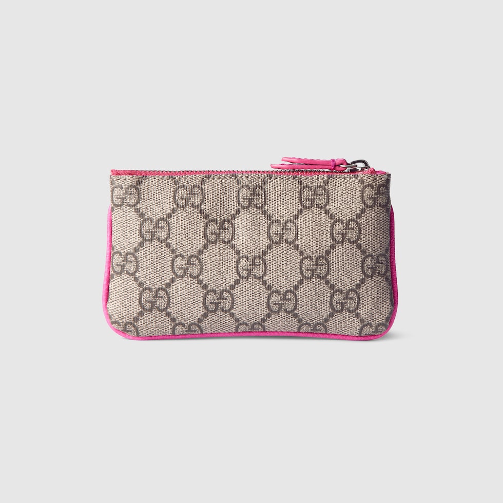 Bi-color key pouch in beige and dark brown Supreme | GUCCI® DK