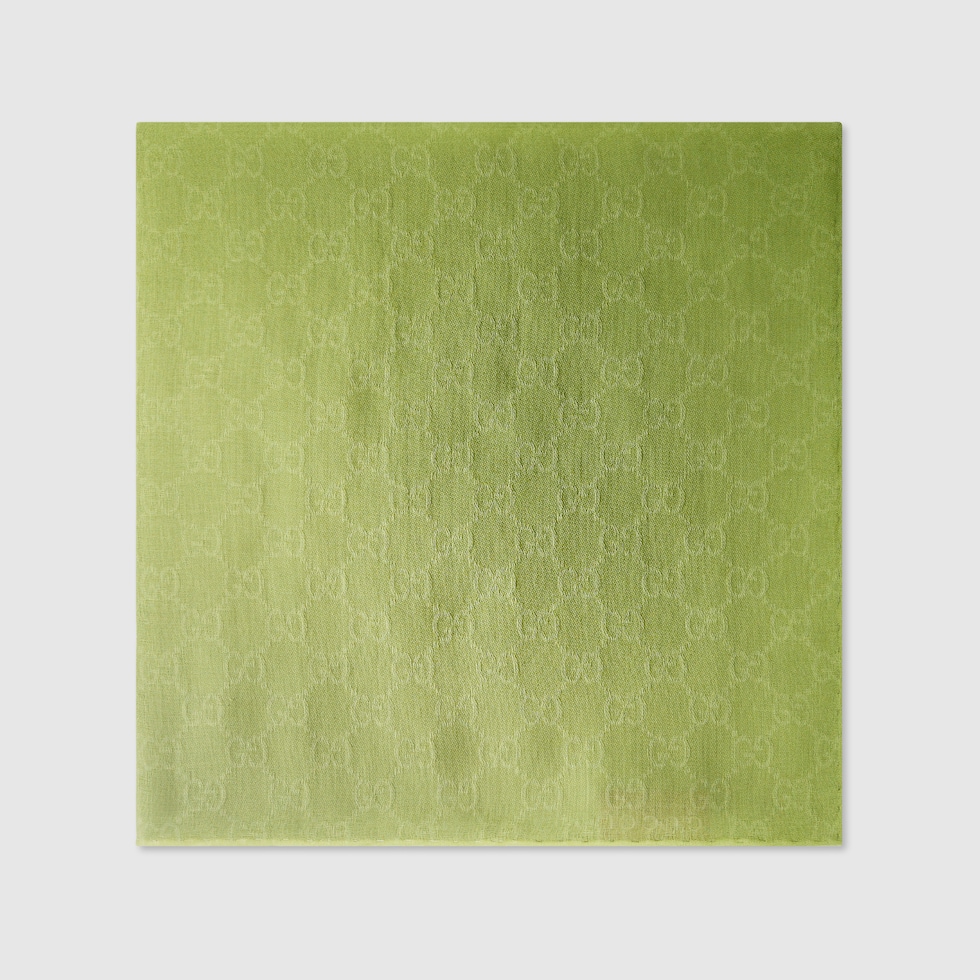 Printed cotton pocket square in gradient green | GUCCI® US