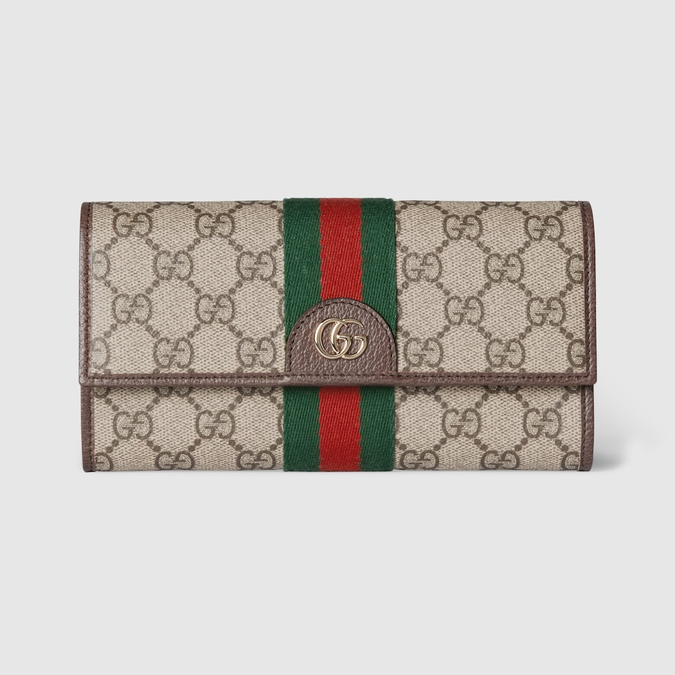 Ophidia continental wallet in beige and brown GG Supreme | GUCCI® US
