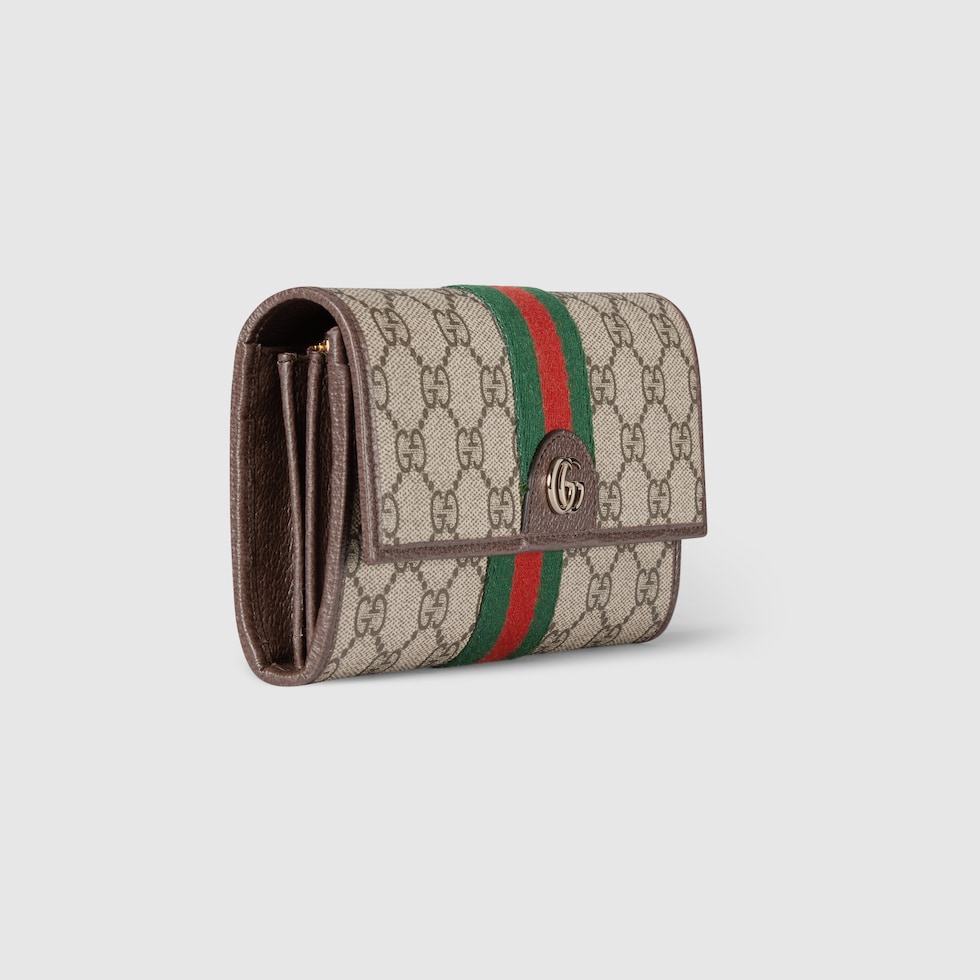 Ophidia continental wallet in beige and brown GG Supreme | GUCCI® US