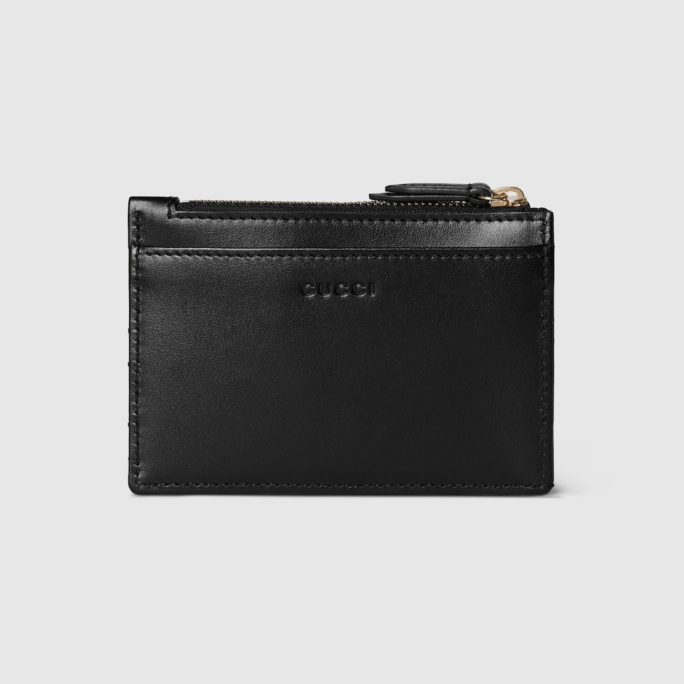 GG Marmont zip key pouch in black leather | GUCCI® US