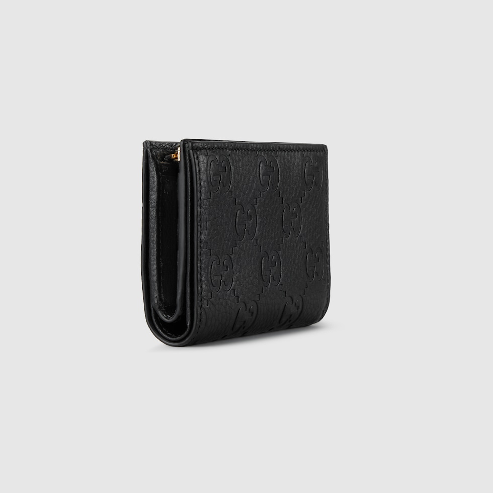 GG Emblem small wallet in black leather | GUCCI® ZA