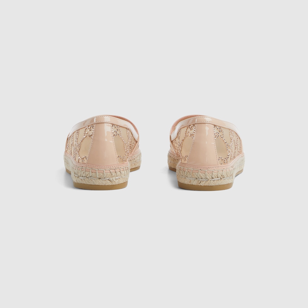 Women's crystal GG espadrille in light pink GG mesh | GUCCI® TH