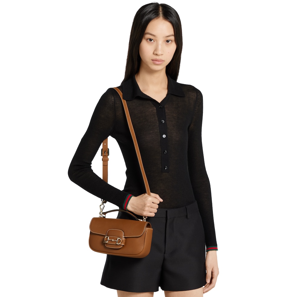 Gucci Horsebit 1955 Soft small top handle bag in brown leather | GUCCI® SE