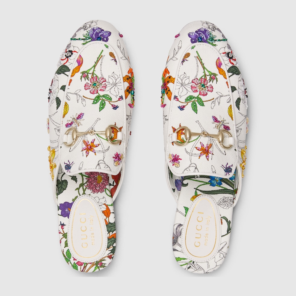 Women's Princetown slipper in white canvas | GUCCI® US