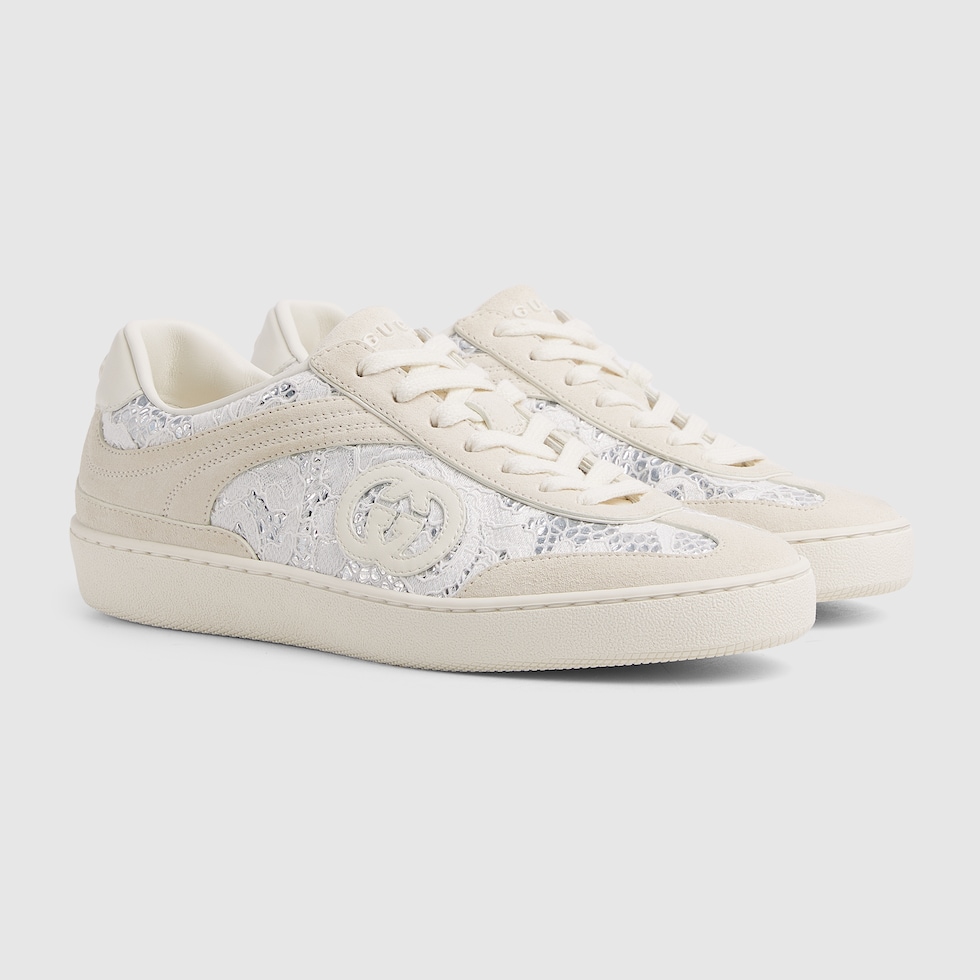 Women's G75 sneaker in white suede | GUCCI® IE