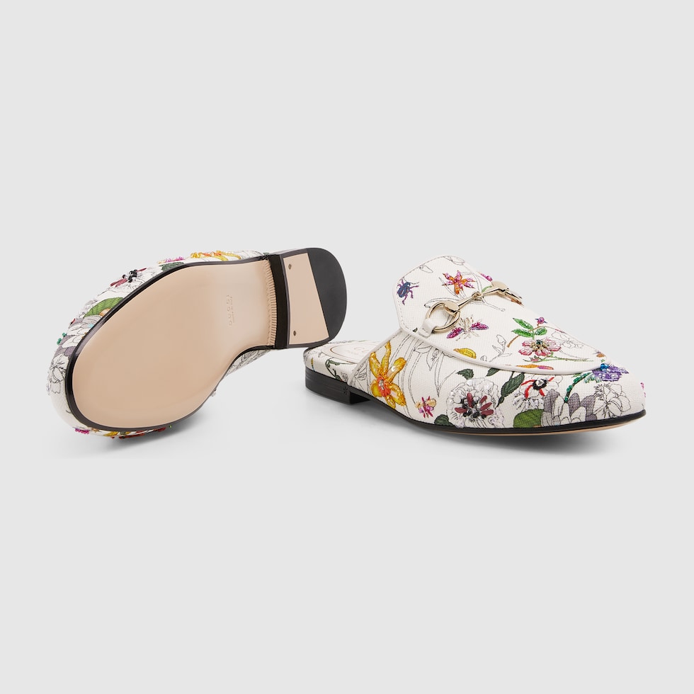 Women's Princetown slipper in white canvas | GUCCI® CA