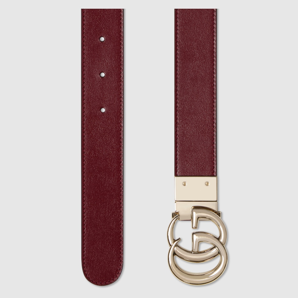 Reversible GG Marmont wide belt in beige GG Supreme and red | GUCCI® TH