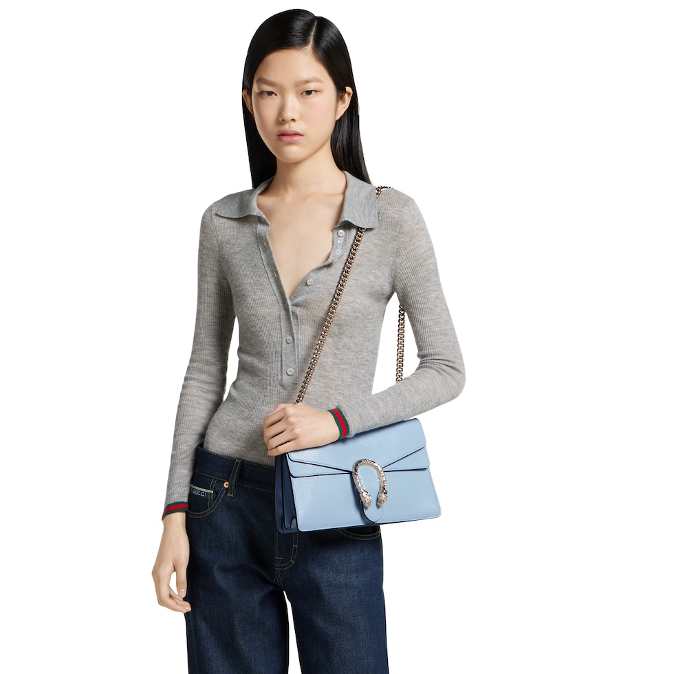 Dionysus medium shoulder bag in light blue leather | GUCCI® UK