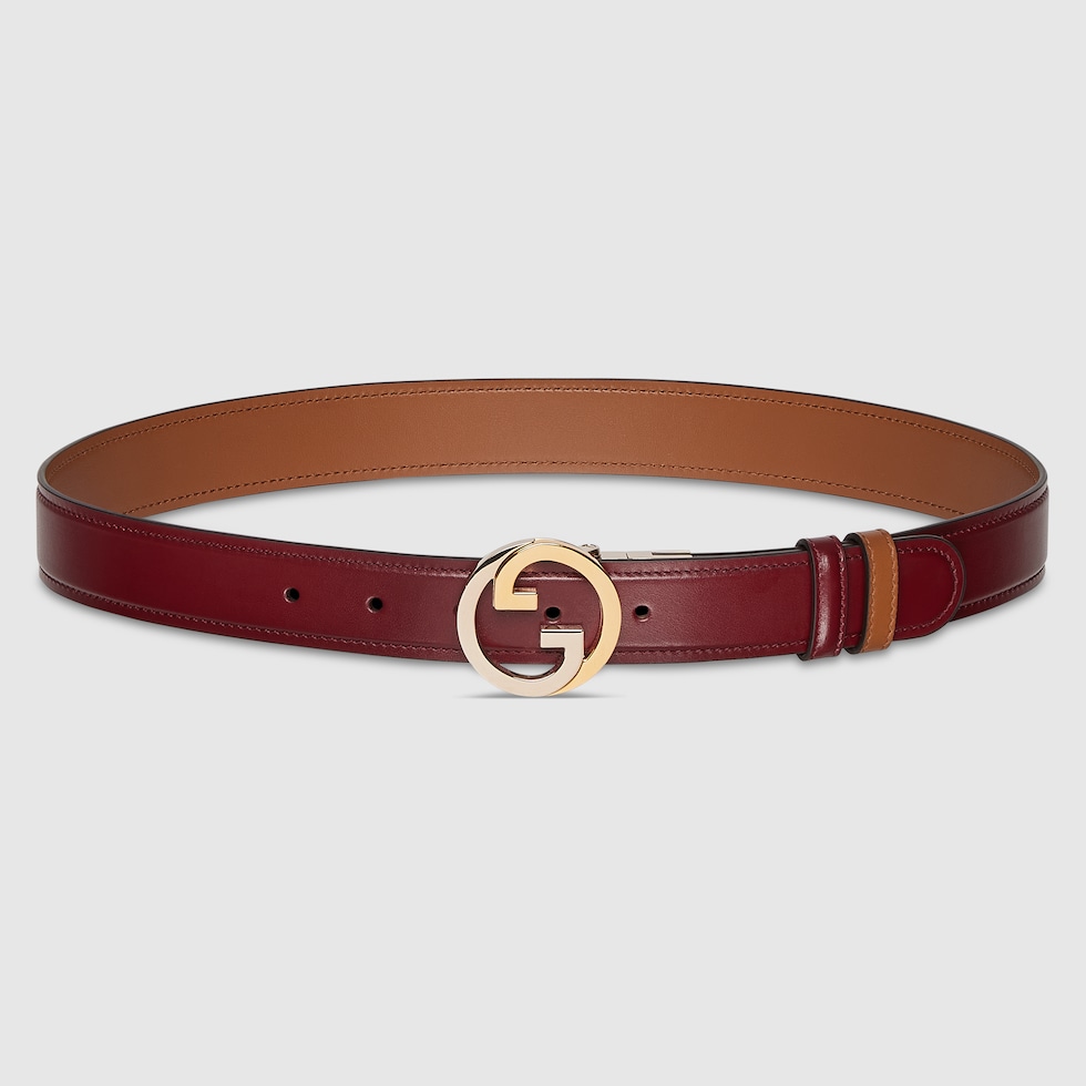 Cinturón Gucci Blondie reversible en piel rosso ancora y marrón | GUCCI® ES