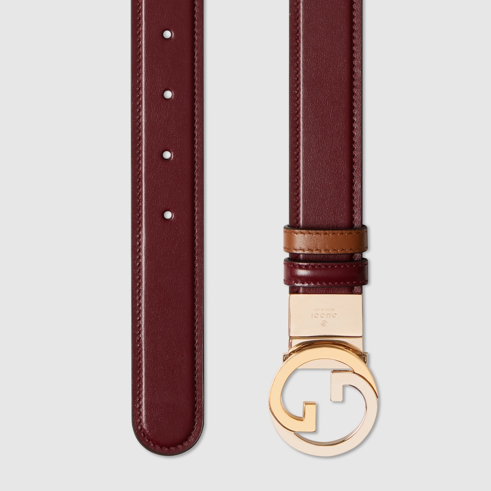 Cinturón Gucci Blondie reversible en piel rosso ancora y marrón | GUCCI® ES