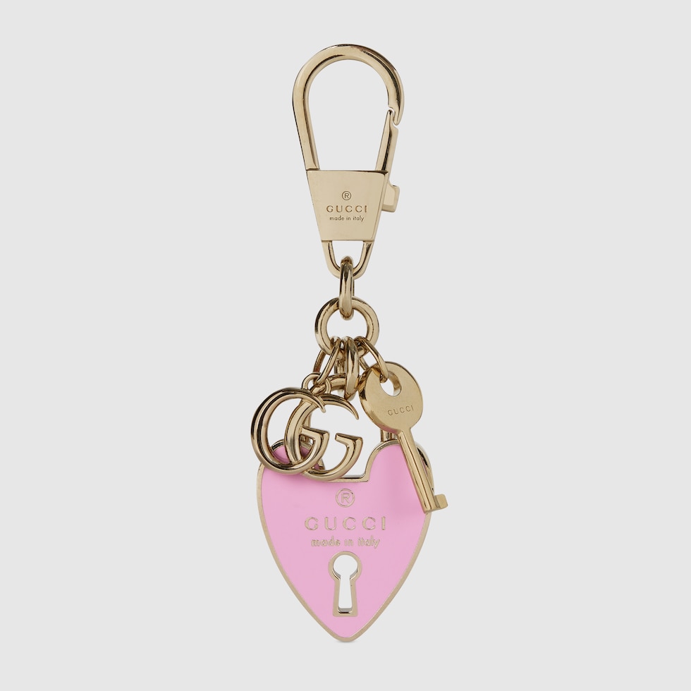Heart-shaped keychain in pink enamel | GUCCI® ZA