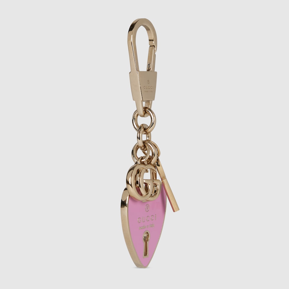 Heart-shaped keychain in pink enamel | GUCCI® UK
