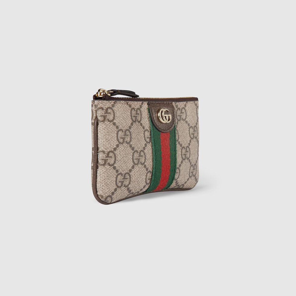 Ophidia zip key pouch in beige and brown GG Supreme | GUCCI® US