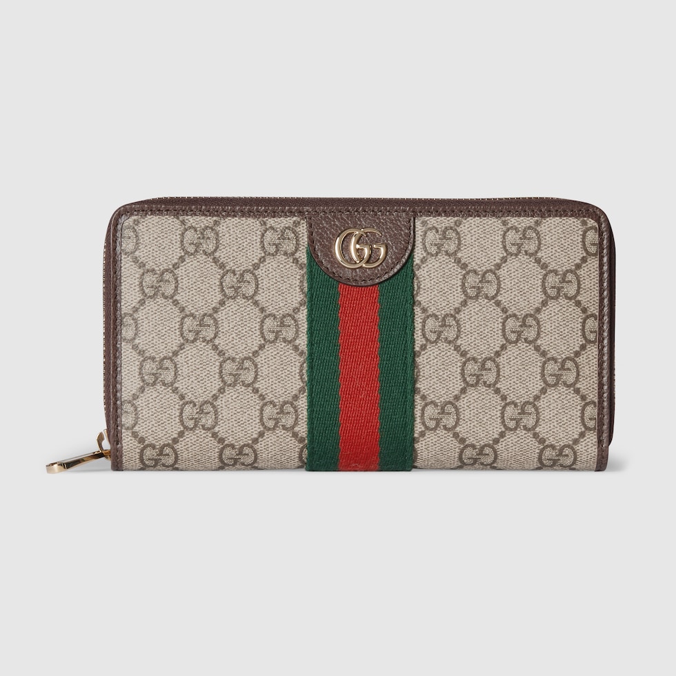 Ophidia zip around wallet in beige and brown GG Supreme | GUCCI® US