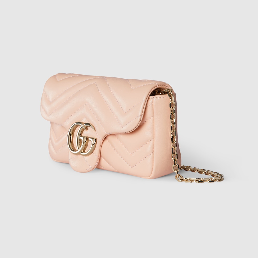 Mini sac à épaule GG Marmont en cuir rose clair | GUCCI® FR