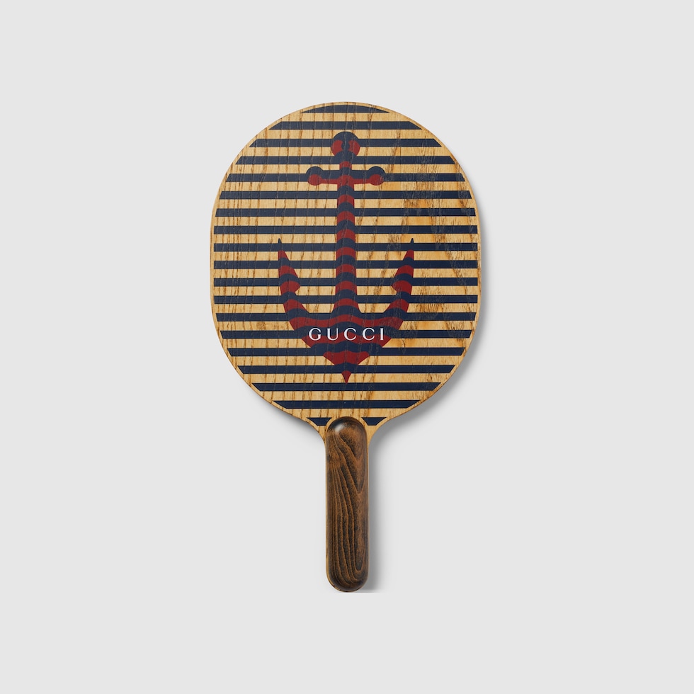 Wooden beach racket and ball set in blue and red | GUCCI® US