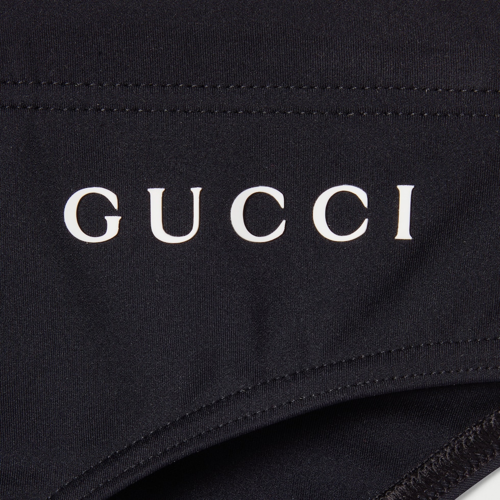 Costume a slip in lycra con stampa in blu navy | GUCCI® Italia