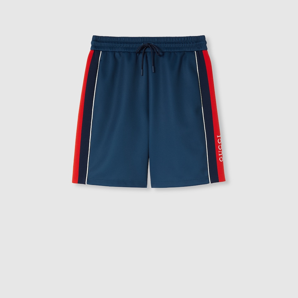 Neoprene shorts with Web in dark blue | GUCCI® US